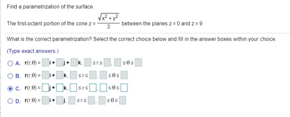 Solved Find a parametrization of the surface The | Chegg.com