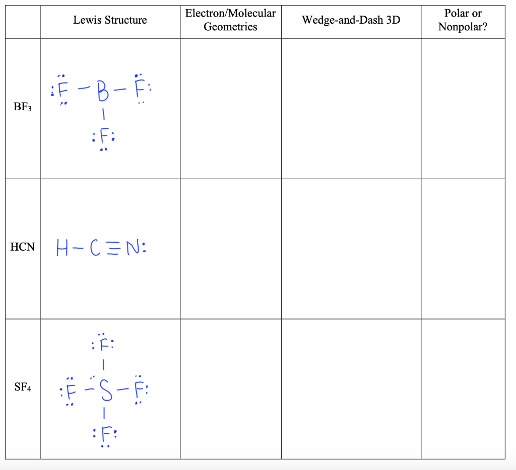 Solved Lewis Structure Electron/Molecular Geometries | Chegg.com
