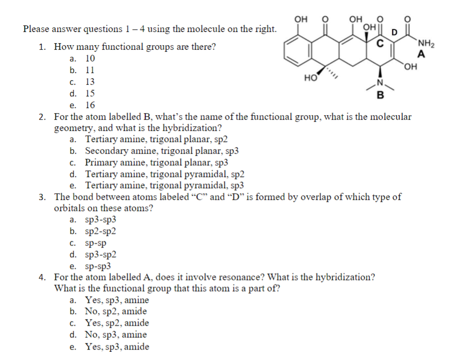 Solved Please answer questions \( 1-4 \) ﻿using the molecule | Chegg.com