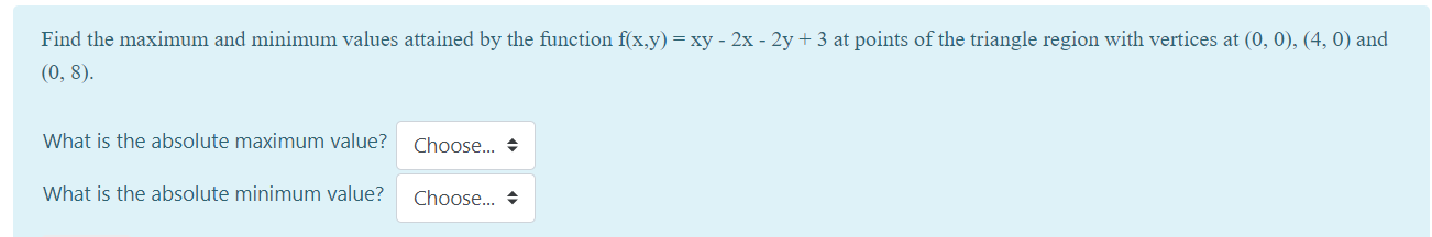 Solved Find the maximum and minimum values attained by the | Chegg.com