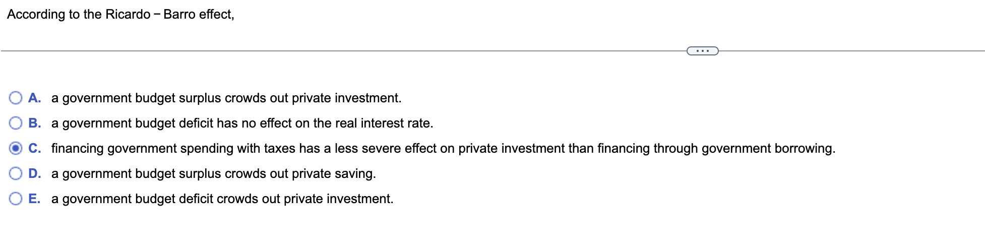 Solved According to the Ricardo - Barro effect, A. a | Chegg.com