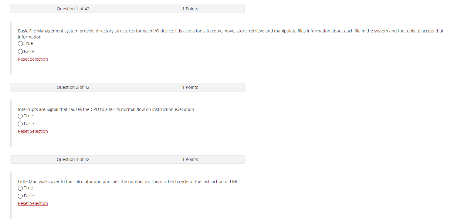 Solved Question 1 of 42 Basic File Management system provide | Chegg.com