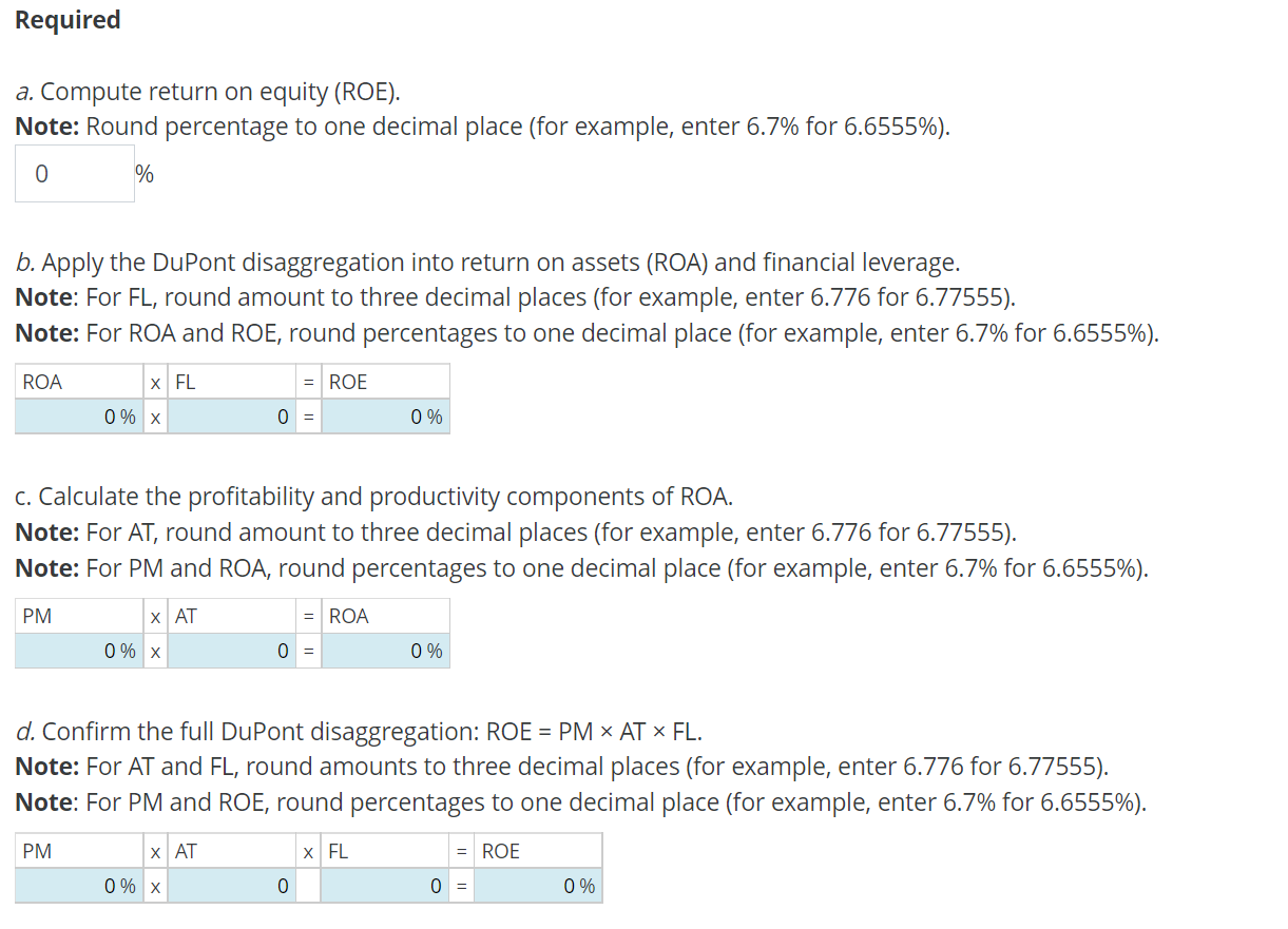 Solved Compute the DuPont Disaggregation of ROE Refer to the | Chegg.com