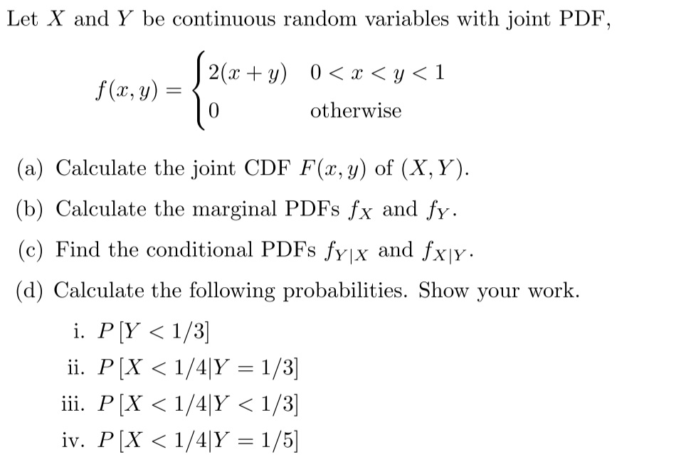 Solved Let X and Y be continuous random variables with joint | Chegg.com