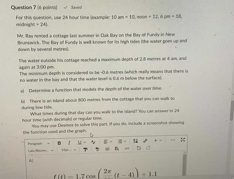 Solved For this question, use 24 hour time (example: | Chegg.com