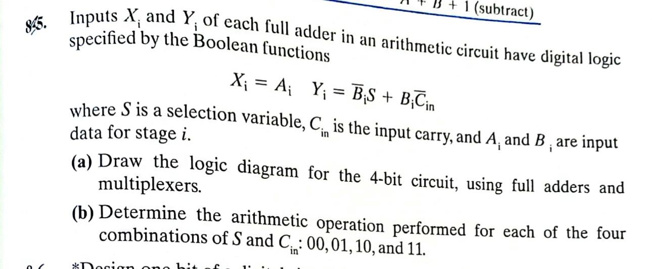 Solved 5. Inputs Xi and Yi of each full adder in an | Chegg.com
