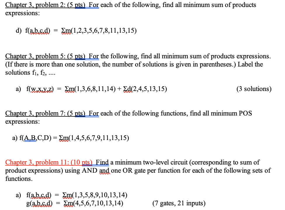 Solved Chapter 3, problem 2: (5 pts) For each of the | Chegg.com