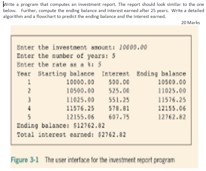 Solved Write a program that computes an investment report. | Chegg.com