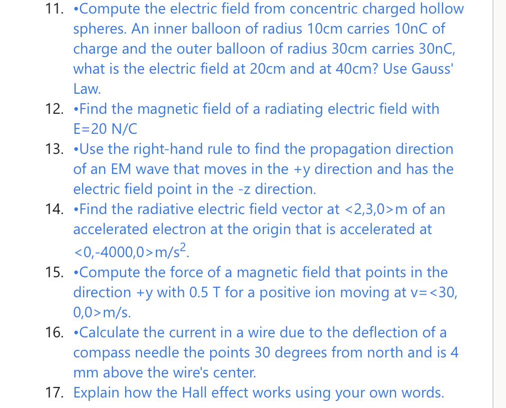 Solved 11. •Compute the electric field from concentric | Chegg.com