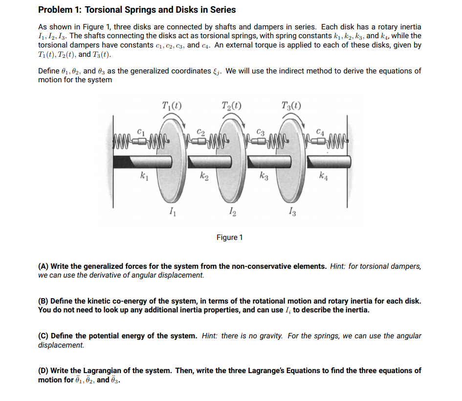 Solved Problem 1: Torsional Springs and Disks in Series As | Chegg.com