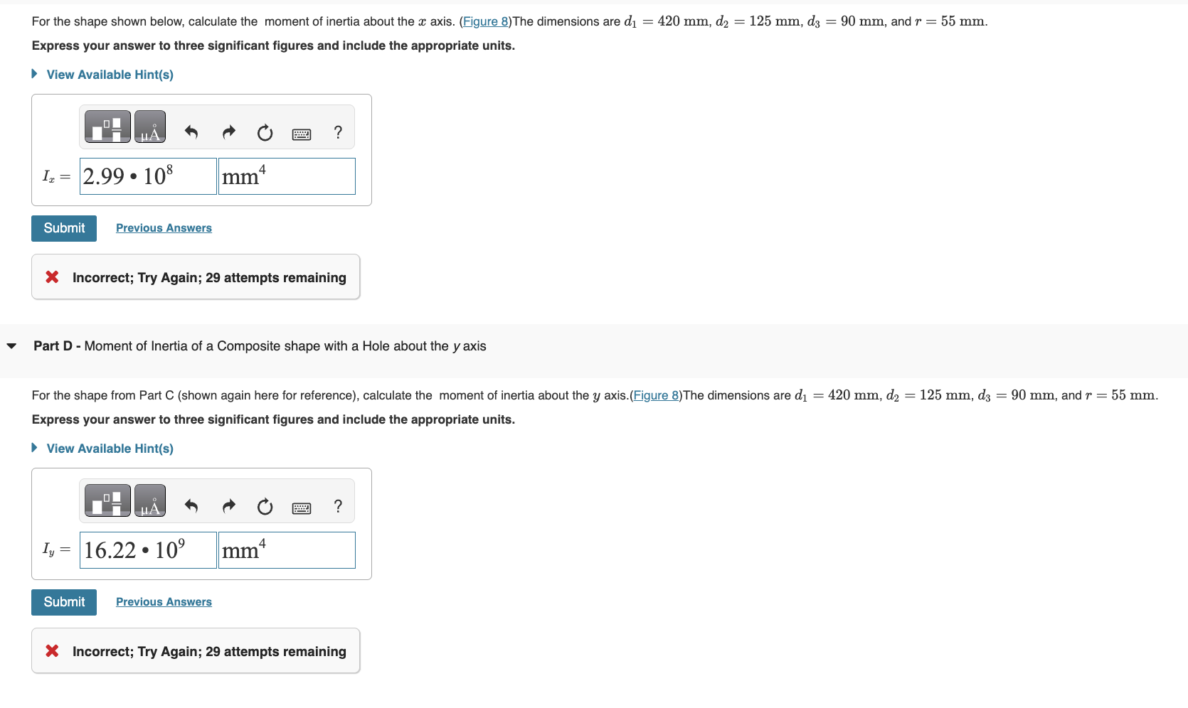 Solved For the shape shown below, calculate the moment of | Chegg.com