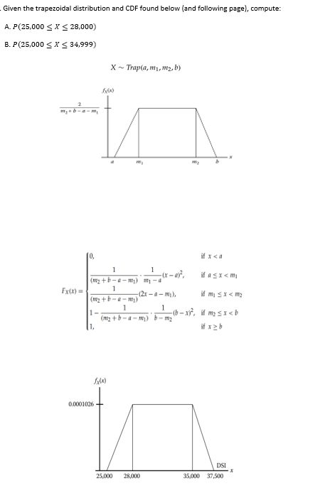 Given the trapezoidal distribution and CDF found | Chegg.com