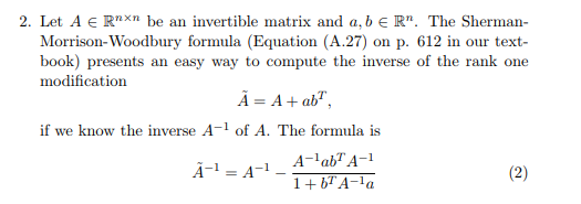 Solved SHERMAN-MORRISON-WOODBURY FORMULA If the square | Chegg.com