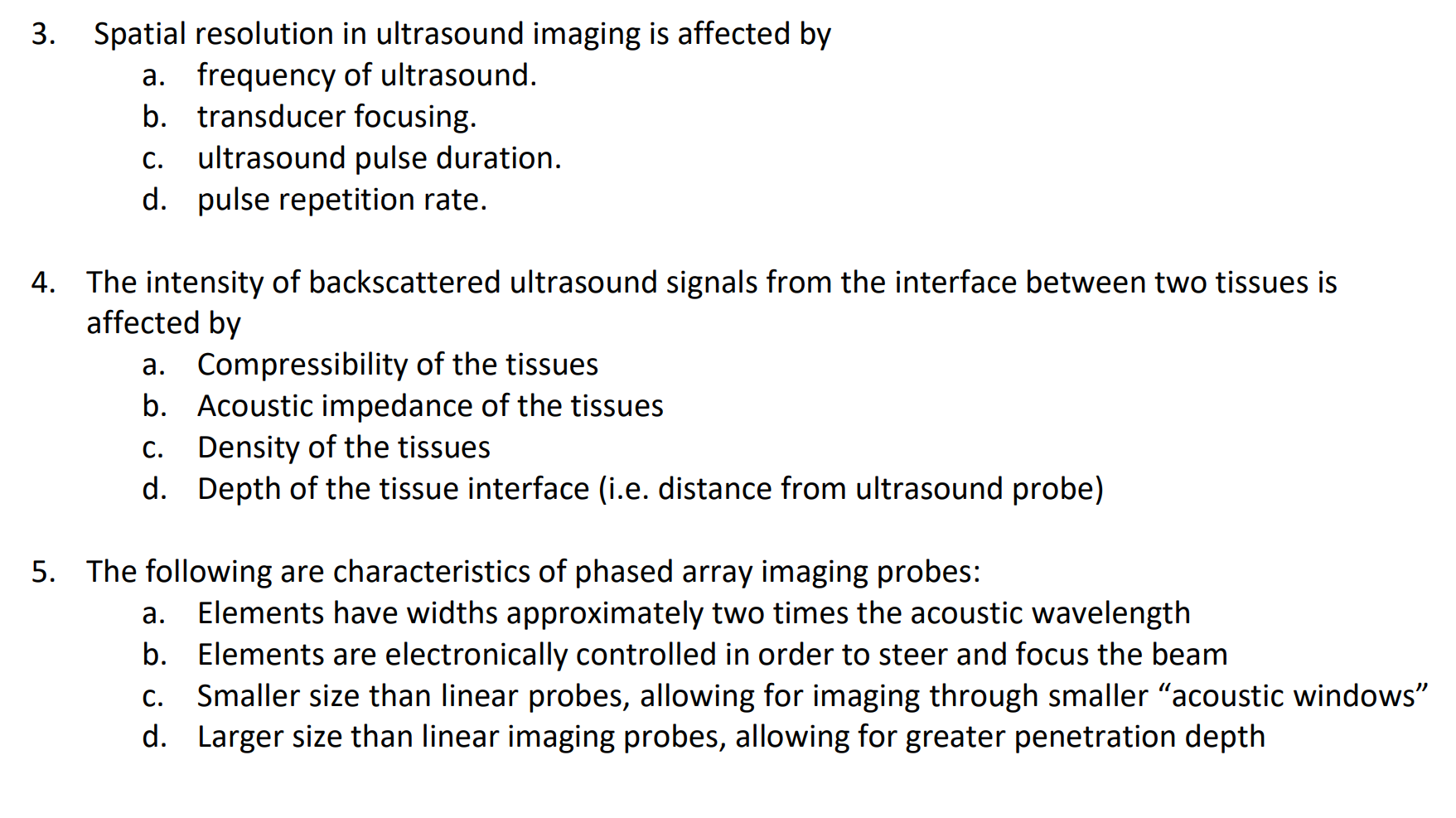 Solved 3. Spatial resolution in ultrasound imaging is | Chegg.com