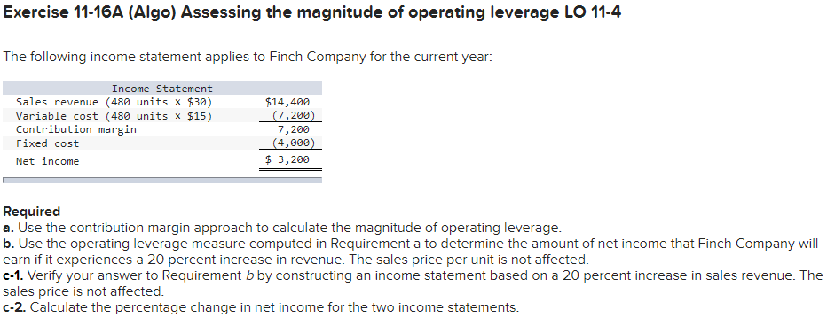 Solved Exercise 11-16A (Algo) Assessing the magnitude of | Chegg.com