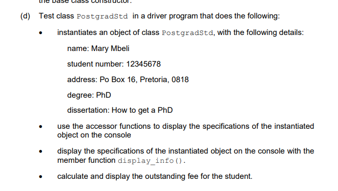 Solved Define a class student with member variables for a | Chegg.com