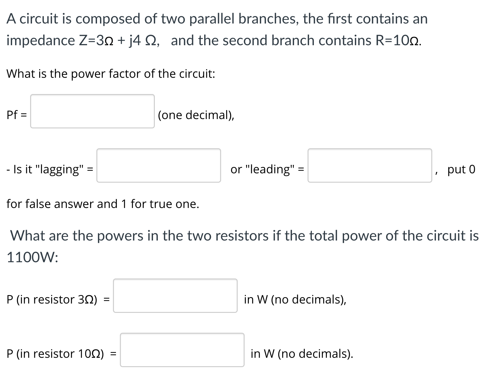 Solved A circuit is composed of two parallel branches, the | Chegg.com