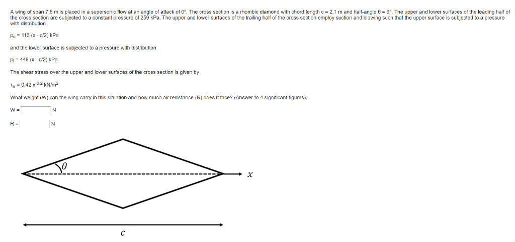 Solved A wing of span 7.8 m is placed in a supersonic flow | Chegg.com