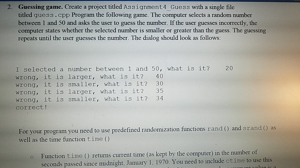 Solved Guessing game. Create a project titled | Chegg.com
