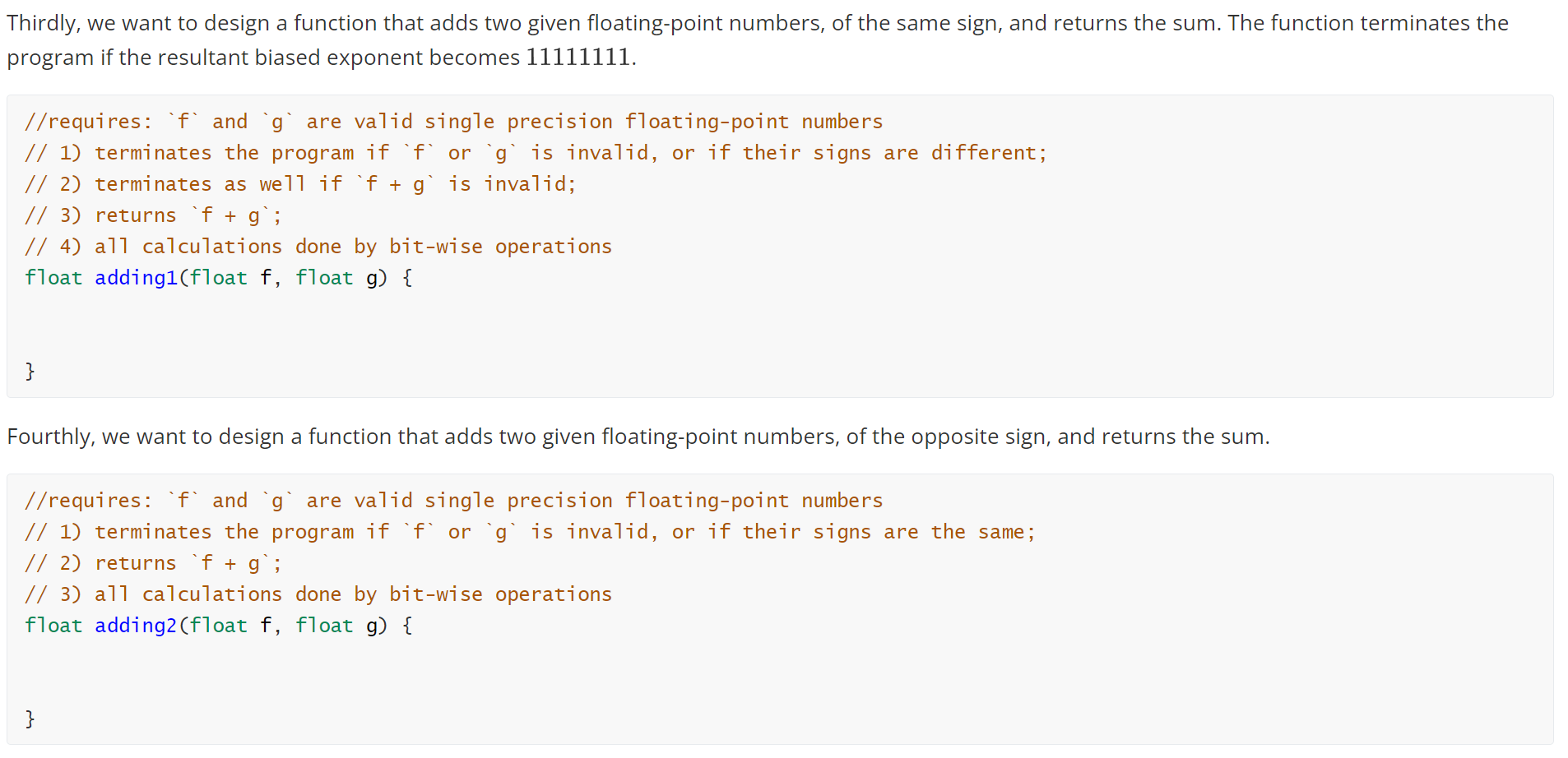 Solved Thirdly, we want to design a function that adds two | Chegg.com