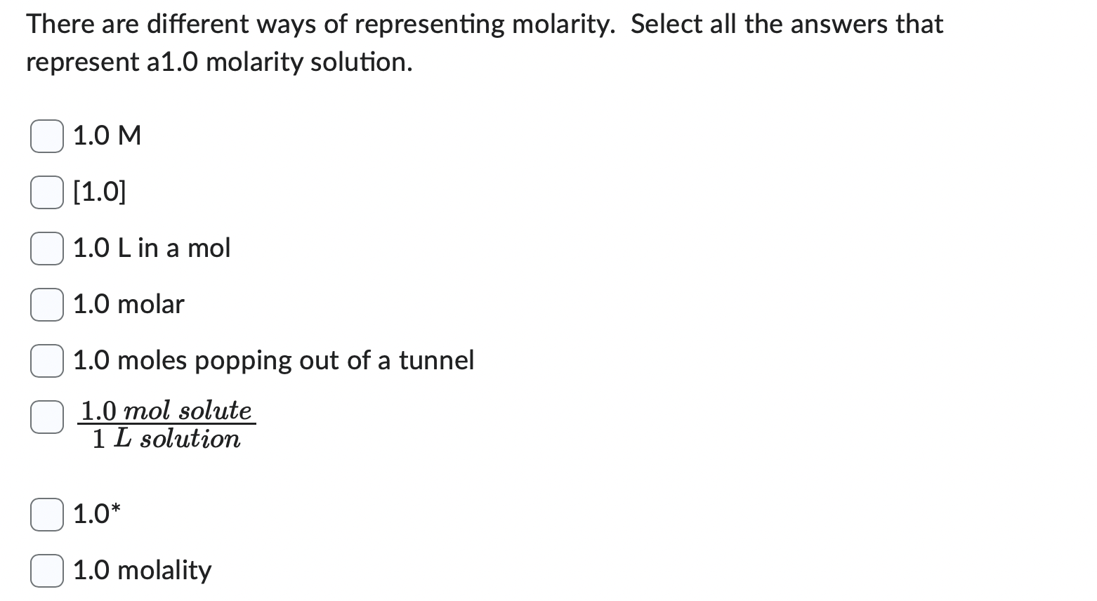 Solved There are different ways of representing molarity. | Chegg.com