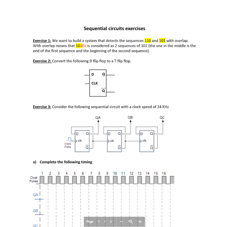 Solved Sequential circuits exercises Exercise 1: We want to | Chegg.com