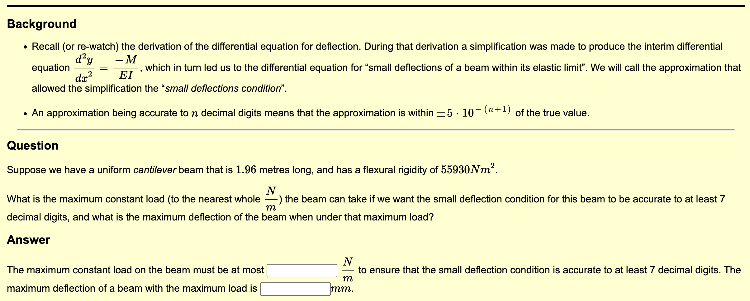 Solved Suppose we have a uniform cantilever beam that is | Chegg.com