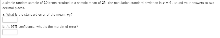 Solved A simple random sample of 10 items resulted in a | Chegg.com