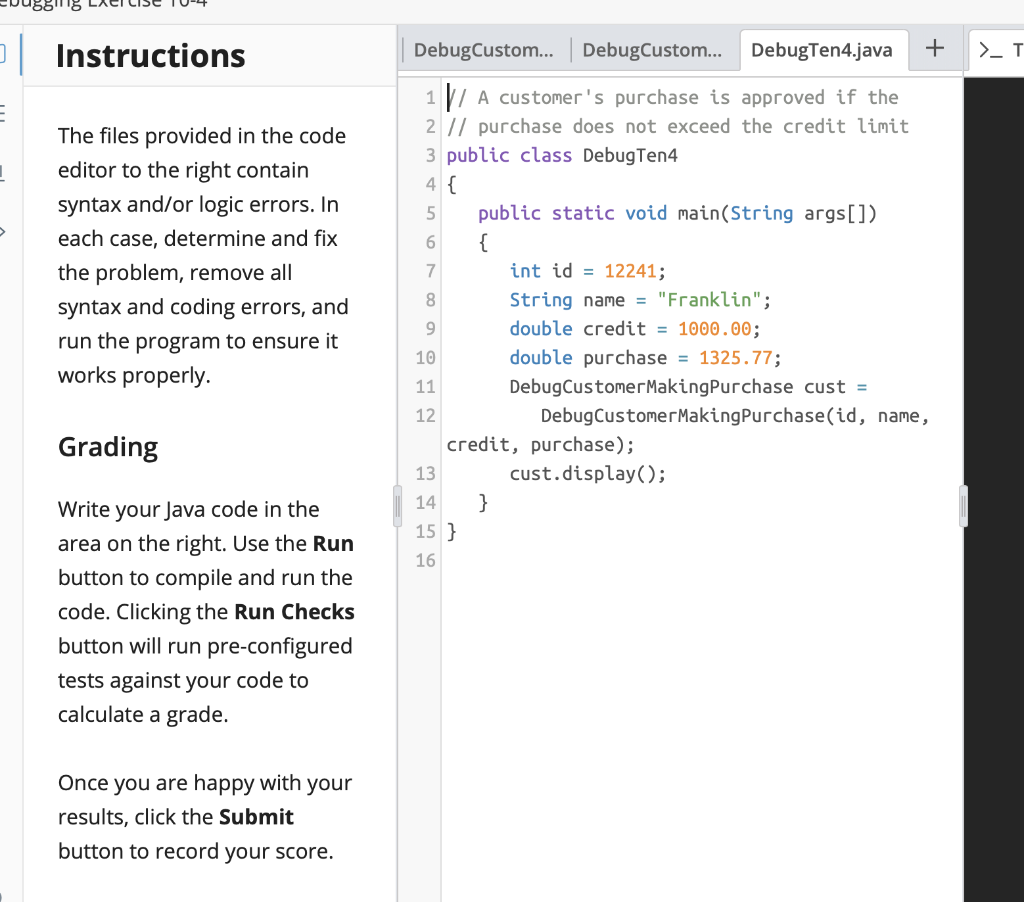 Debugging Exercise 10 4 Instructions Debugcustom 