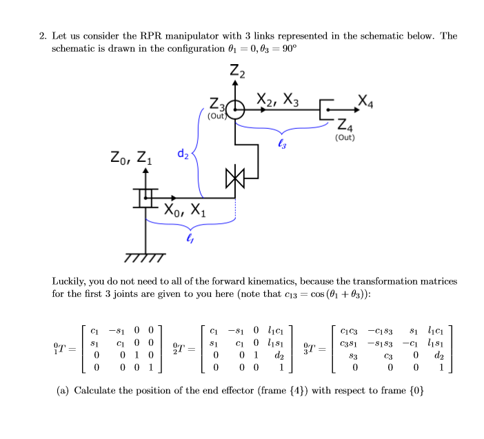 2. Let us consider the RPR manipulator with 3 links | Chegg.com