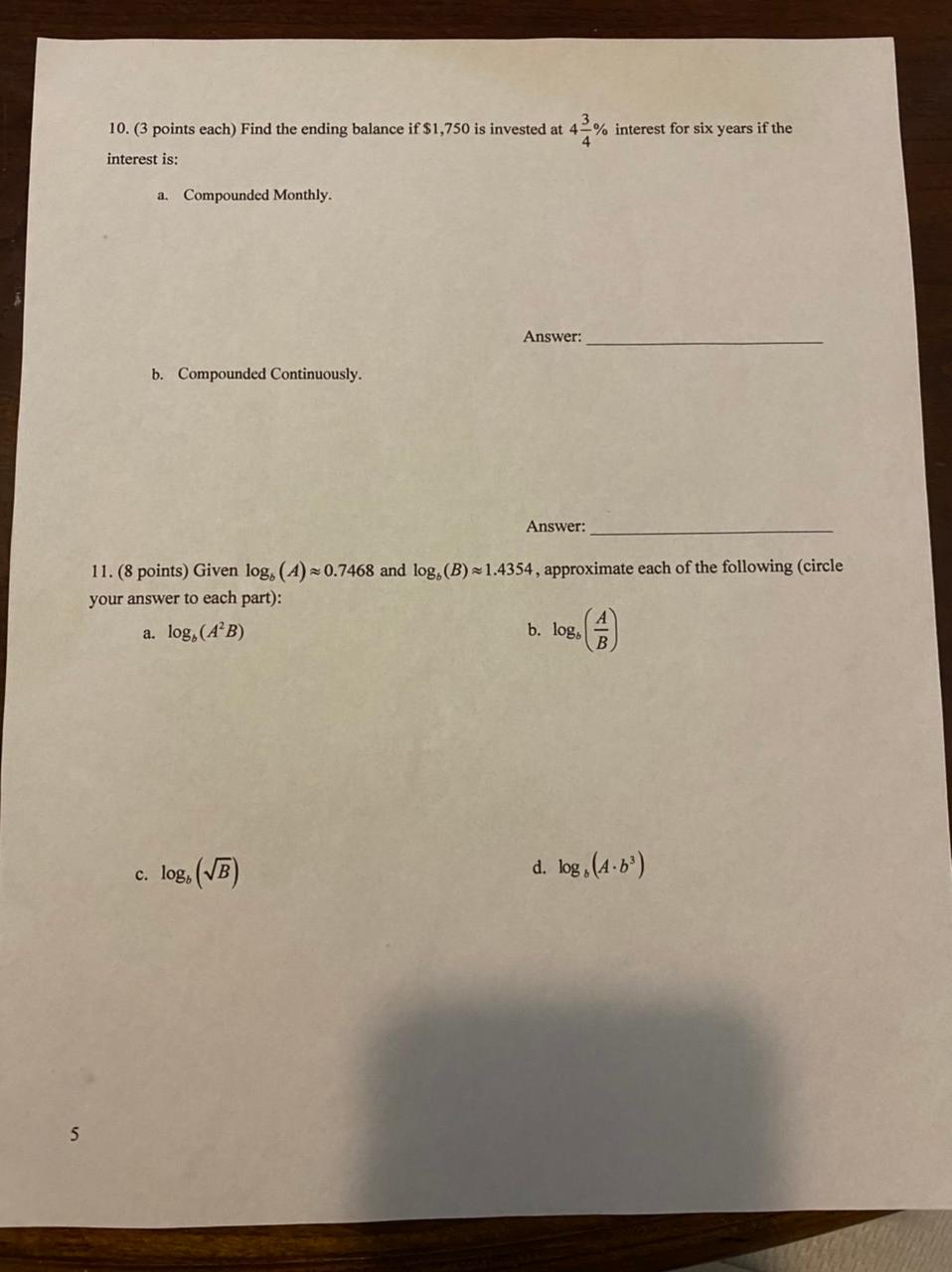 Solved 10. ( 3 points each) Find the ending balance if | Chegg.com