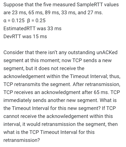 Solved Suppose that the five measured SampleRTT values are | Chegg.com