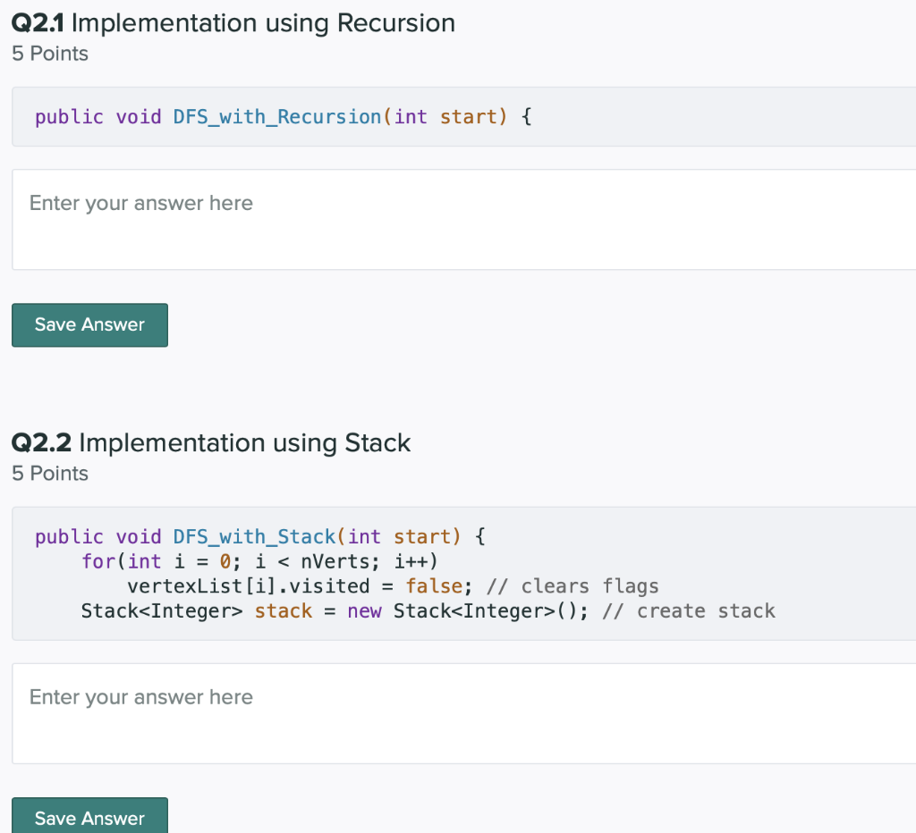 Q2 Depth-First Search 10 Points class Vertex { public | Chegg.com