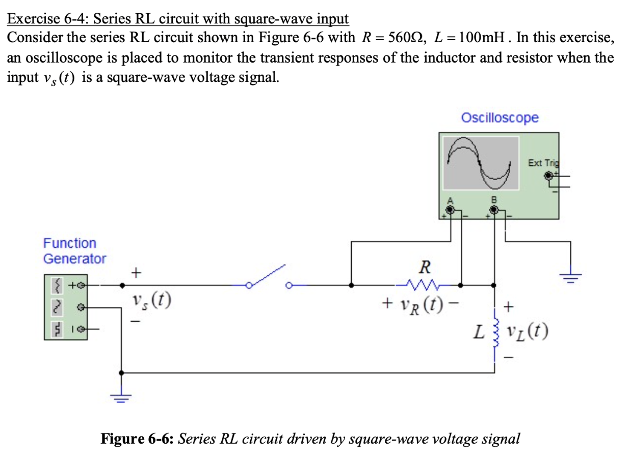 Solved Exercise 6-4: Series RL circuit with square-wave | Chegg.com
