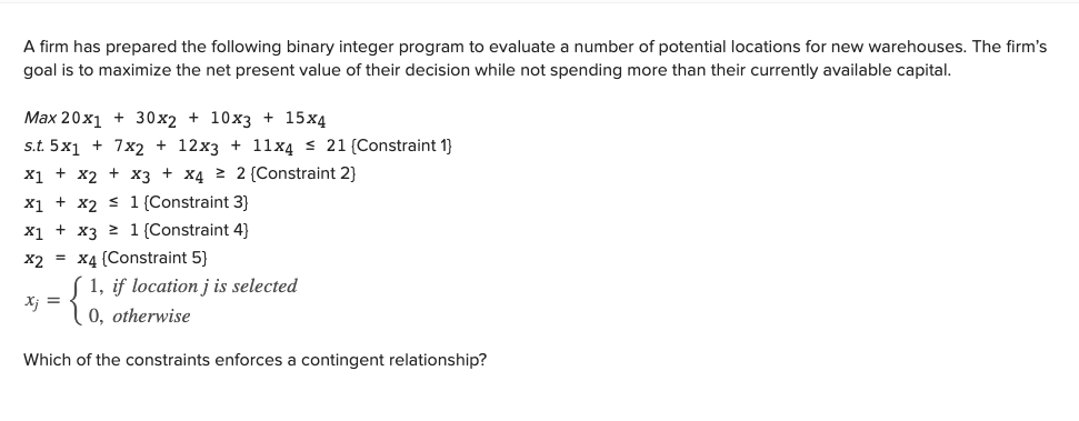 Solved A firm has prepared the following binary integer | Chegg.com