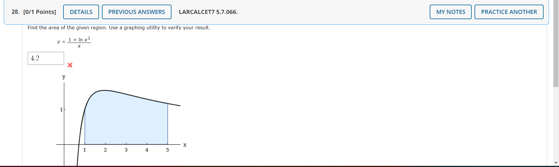 Solved Find the area of the given region. Use a graphing | Chegg.com