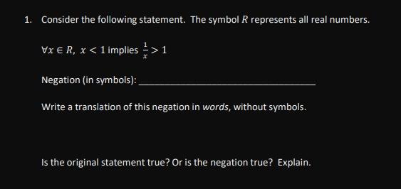 Solved 1. Consider the following statement. The symbol R | Chegg.com