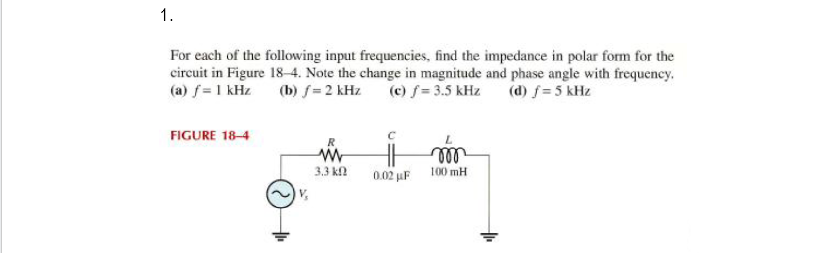 Solved For each of the following input frequencies, find the | Chegg.com