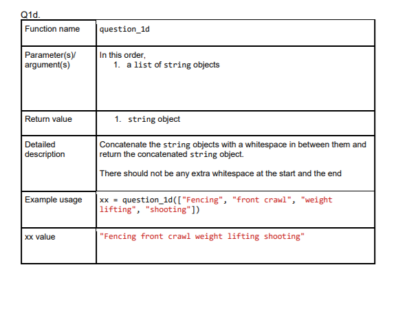Solved Q1c. Function name question_10 Parameter(s) | Chegg.com