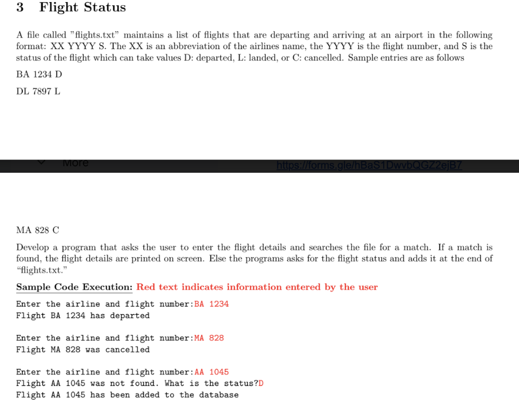 Solved A file called "flights.txt" maintains a list of | Chegg.com
