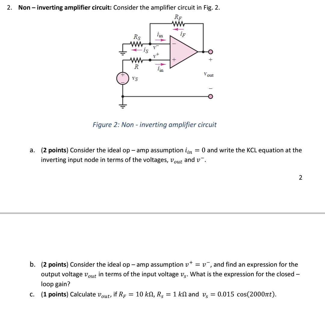 Solved 2. Non - inverting amplifier circuit: Consider the | Chegg.com