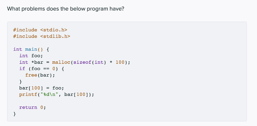 Solved What problems does the below program have? There are | Chegg.com