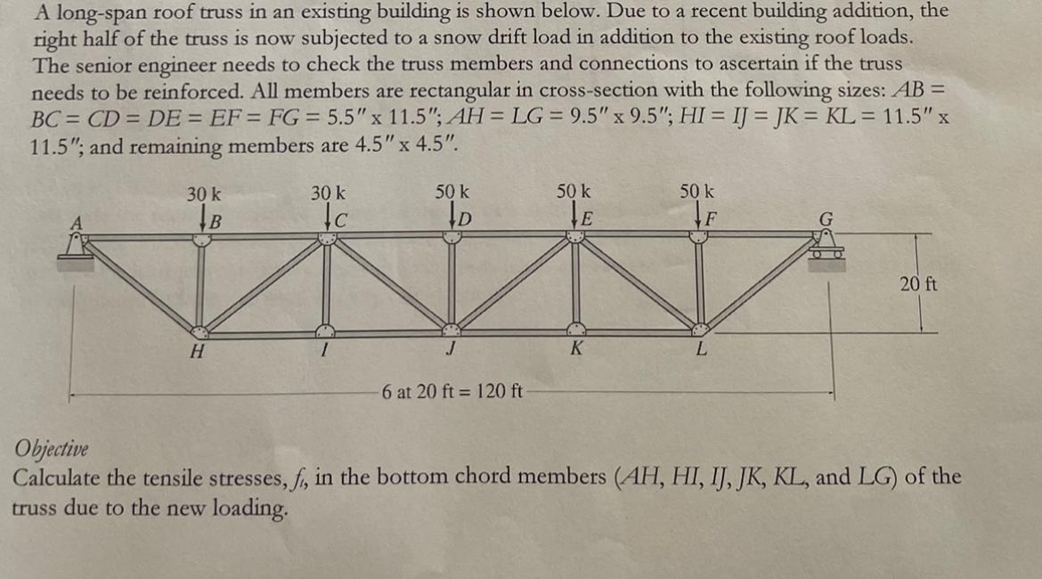Solved A long-span roof truss in an existing building is | Chegg.com