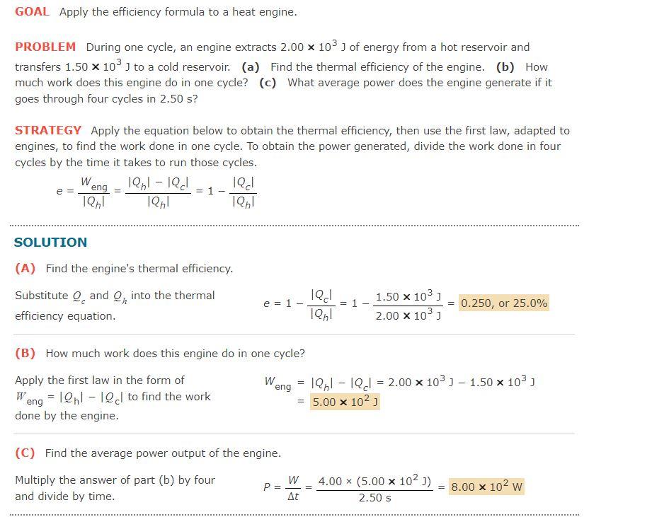 Solved GOAL Apply the efficiency formula to a heat engine. | Chegg.com