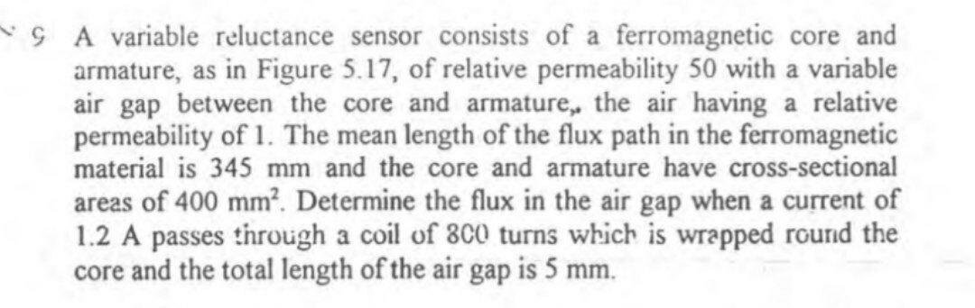 Solved 'S A variable reluctance sensor consists of a | Chegg.com