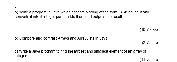Solved 4 a) Write a program in Java which accepts a string | Chegg.com