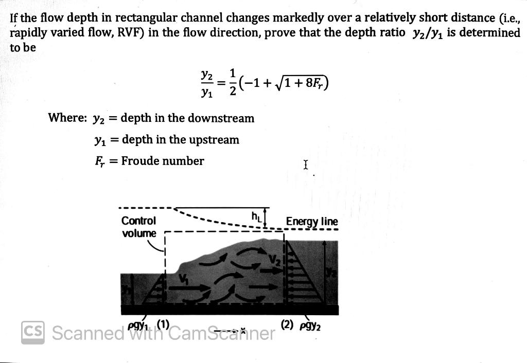 Solved If the flow depth in rectangular channel changes | Chegg.com