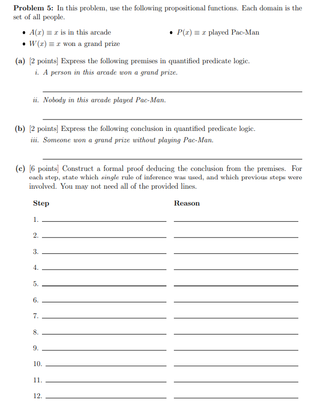 Solved In this problem, use the following propositional | Chegg.com