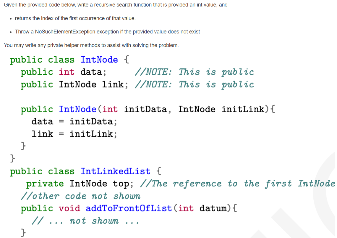 Solved Given the provided code below, write a recursive | Chegg.com