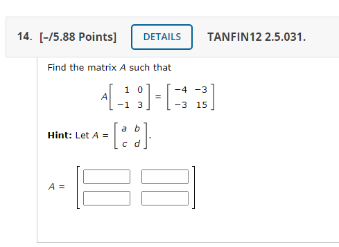 Solved 14. [-75.88 Points] DETAILS TANFIN12 2.5.031. Find | Chegg.com